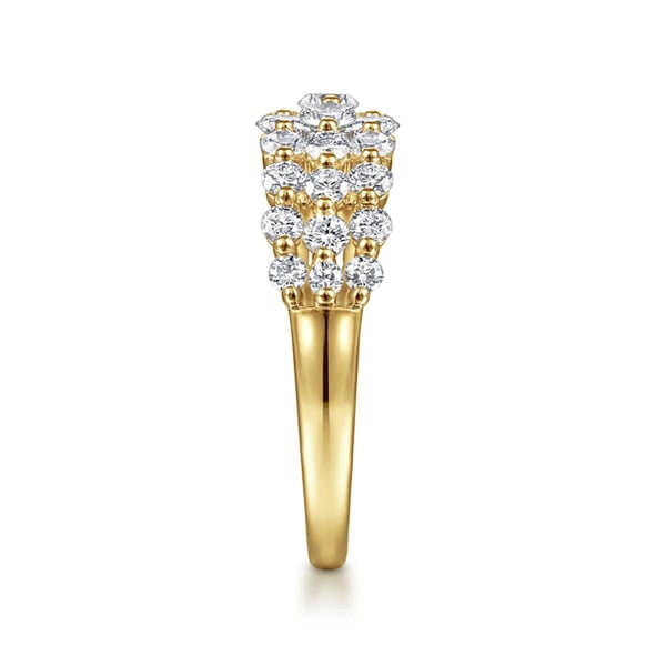 14K Yellow Gold Multi Row Diamond Ring - LR52011Y45JJ - Gabriel & Co.