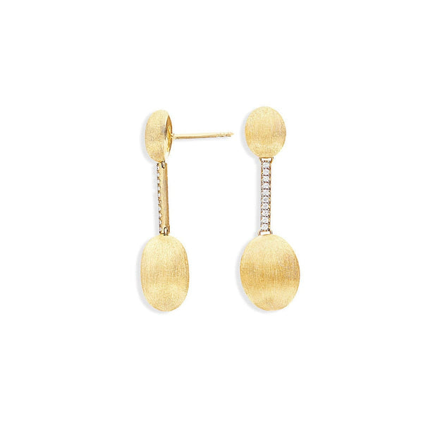 "Élite" Gold Boules Connected with a Diamonds Bar Earrings - OS4-583 ...