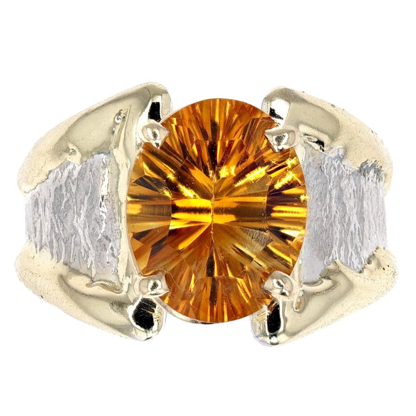 14K Gold & Crystalline Silver Oval-Cut Citrine Split Taper Ring ...