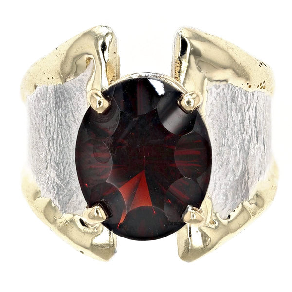 14K Gold & Crystalline Silver Oval-Cut Garnet Split Taper Ring - Shelli ...
