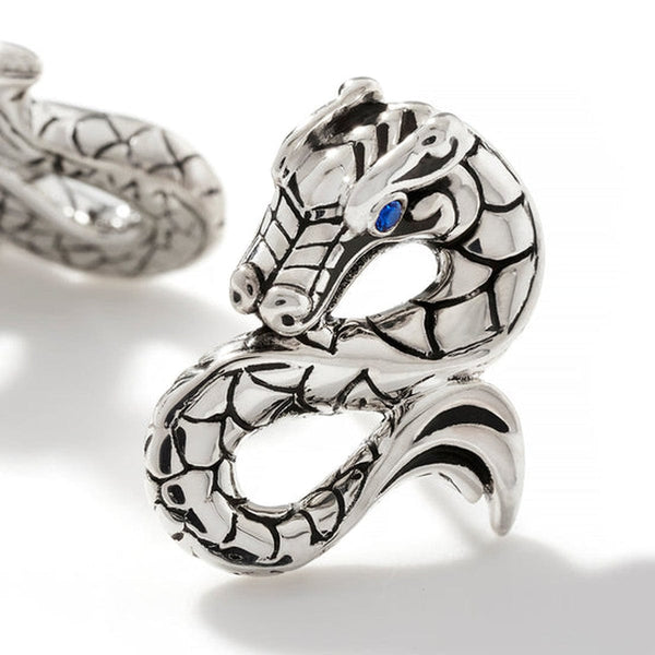 Naga Stud Earrings with Blue Sapphire Eyes - EBS60256BSP - John Hardy
