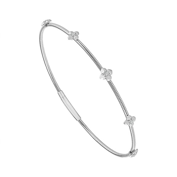 14K White Gold Diamond Flexible Bangle Bracelet - FSBG5404S8W - IDD LUX