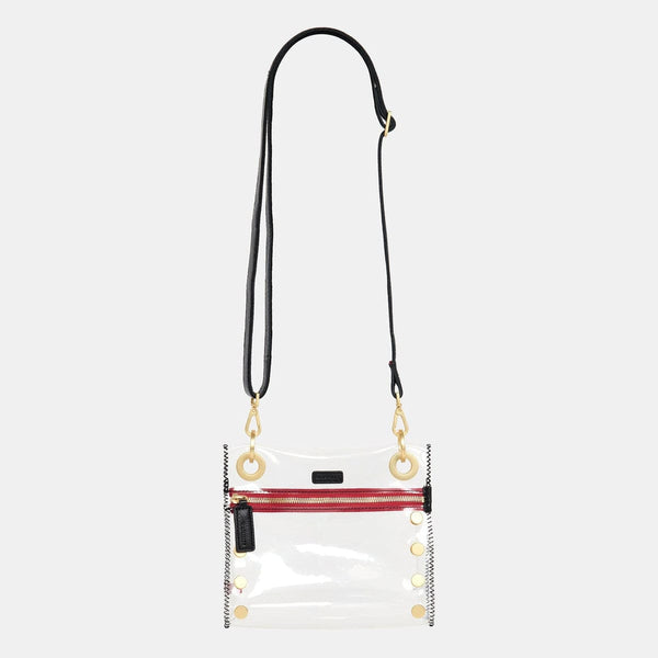 TONY SML - Clear/Black/Brushed Gold Red Zip - Hammitt