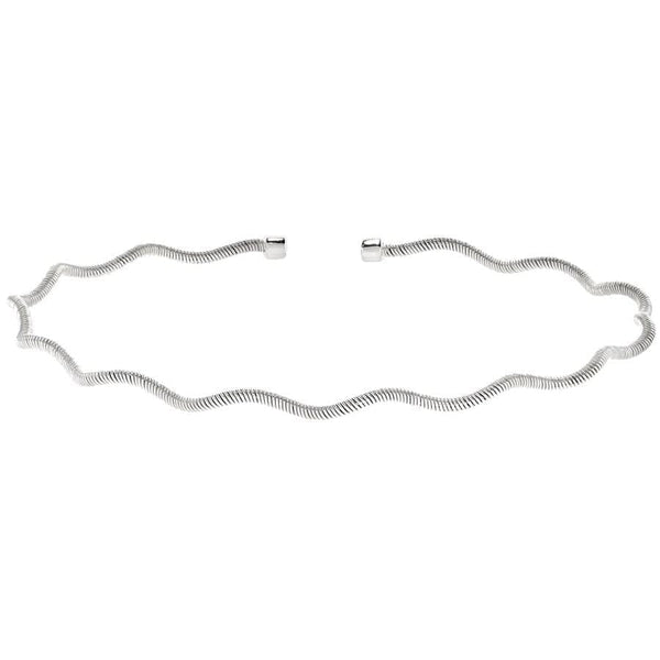 Rhodium Finish Sterling Silver Thin Wavy Cable Cuff Bracelet - LL7133B ...