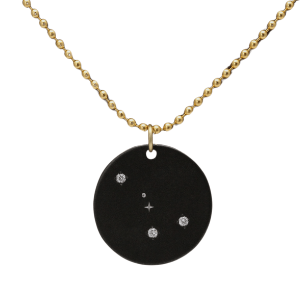 Zirconium Cancer Zodiac Pendant with Gold Chain & Diamond Constellation ...