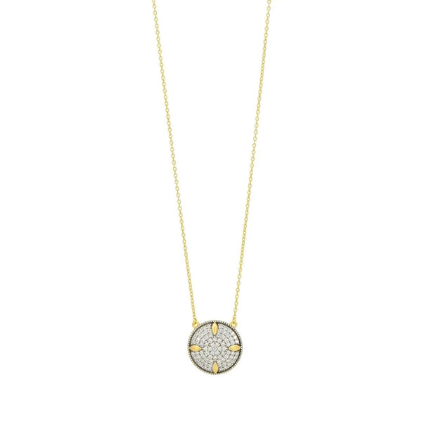 Petals and Pavé Small Pendant Necklace - AHPYZN04-16E - Freida Rothman