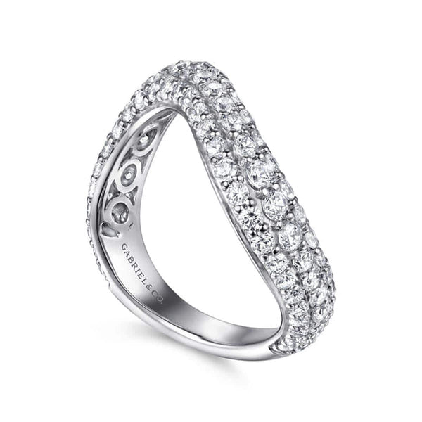 Soraya - 14K White Gold Diamond Wave Stackable Ring - LR52948W45JJ ...