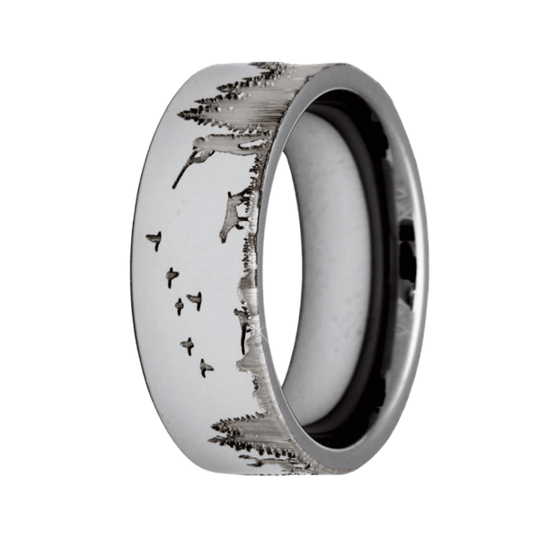 8mm Tungsten Polished Flat Ring with Deep Hunting Engraving – 8TU101 ...