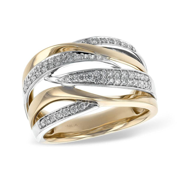 14K Two-Tone Gold Multi-Band Crossover Ring - W2048 - Allison Kaufman