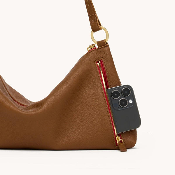 KYLE MED - Mahogany Pebble/Brushed Gold Red Zip - Hammitt