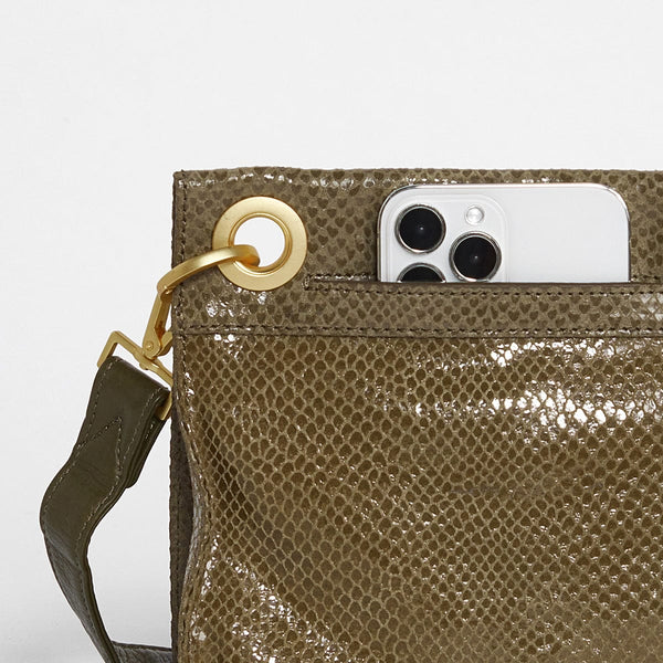 TONY SML - Bistro Green Snake/Brushed Gold - Hammitt