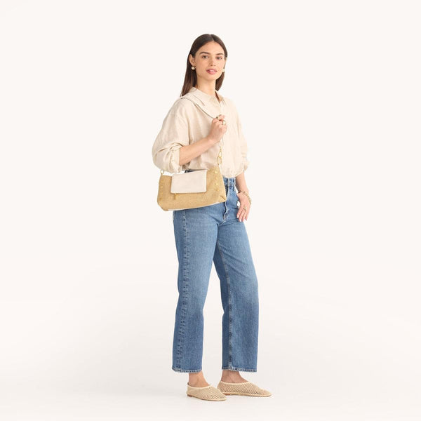 VIP SATCHEL - Calla Lily White Raffia/Brushed Gold - Hammitt