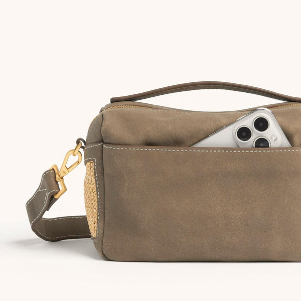 EVAN CROSSBODY SML - Pewter Raffia/Brushed Gold - Hammitt