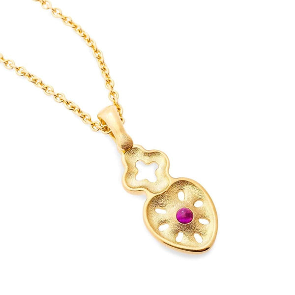 18K Sacred Heart Ruby Pendant & Chain - M-14015 - Alex Sepkus
