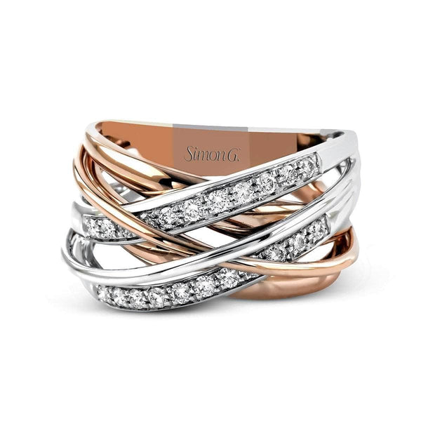 18K White & Rose Gold 4 Strand Fashion Fable Ring - MR1858-WR - Simon G.
