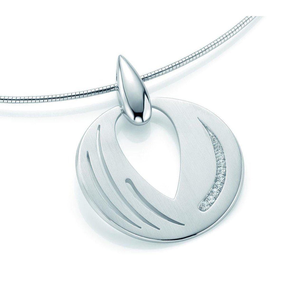 Sterling Silver White Sapphire Pendant - 32/03146 - Breuning