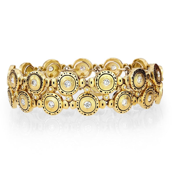 Pinpoint Bracelet with White Diamonds in 18K Yellow Gold - B-49D(017 ...